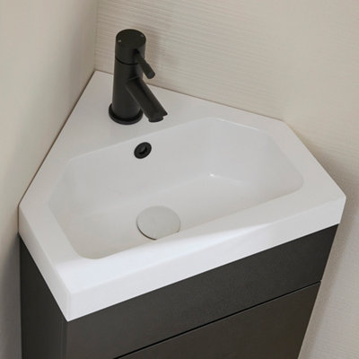 HomeStyleStore 450mm Black Grey Floorstanding Corner Bathroom Vanity ...