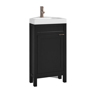 HomeStyleStore 450mm Black Grey Floorstanding Corner Bathroom Vanity ...