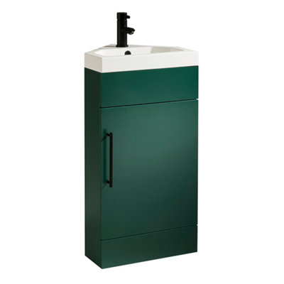HomeStyleStore 450mm Dark Green Floorstanding Corner Bathroom Vanity ...