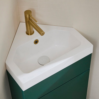 HomeStyleStore 450mm Dark Green Floorstanding Corner Bathroom Vanity ...