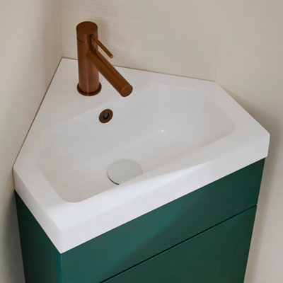 HomeStyleStore 450mm Dark Green Floorstanding Corner Bathroom Vanity ...