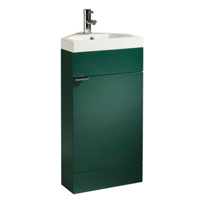 HomeStyleStore 450mm Dark Green Floorstanding Corner Bathroom Vanity ...