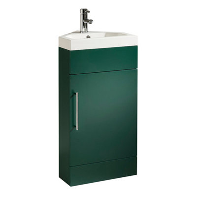HomeStyleStore 450mm Dark Green Floorstanding Corner Bathroom Vanity ...