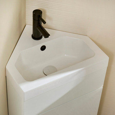 HomeStyleStore 450mm White Floorstanding Corner Bathroom Vanity Unit ...