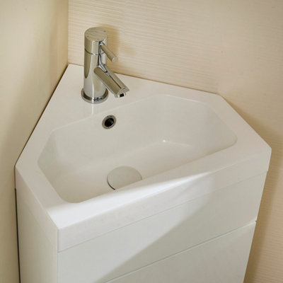 HomeStyleStore 450mm White Floorstanding Corner Bathroom Vanity Unit ...