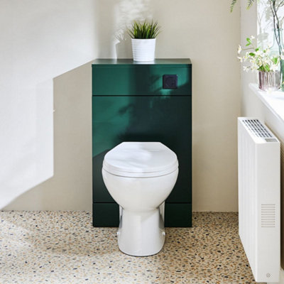 HomeStyleStore 500mm Dark Green Bathroom Toilet WC Unit Round Pan with ...