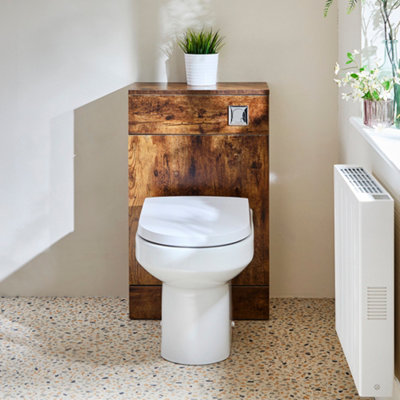 HomeStyleStore 500mm Dark Oak Bathroom Toilet WC Unit Oval Pan and ...