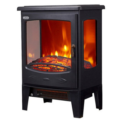 HomeStyleStore 548mm x 390mm Black Electric Stove with Built In Fan Heater