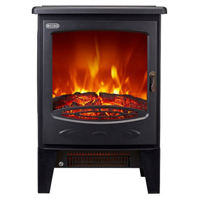 HomeStyleStore 548mm x 390mm Black Electric Stove with Built In Fan Heater