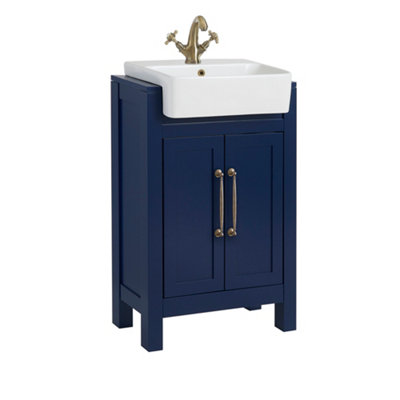 HomeStyleStore 550mm Navy Blue Floorstanding Bathroom Vanity Unit with ...