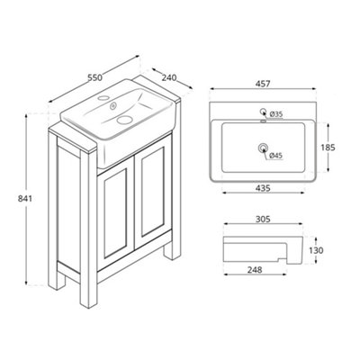 HomeStyleStore 550mm Navy Blue Floorstanding Bathroom Vanity Unit with ...