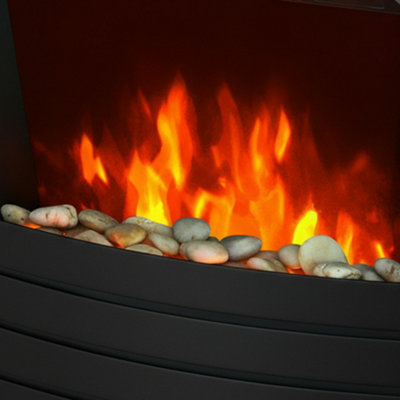 HomeStyleStore 592mm x 482mm Black Inset Electric Fire with Built In ...