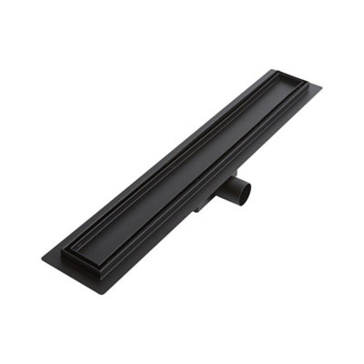 HomeStyleStore 600mm Black Tile Insert Linear Stainless Steel Shower Drain