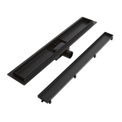 HomeStyleStore 600mm Black Tile Insert Linear Stainless Steel Shower Drain