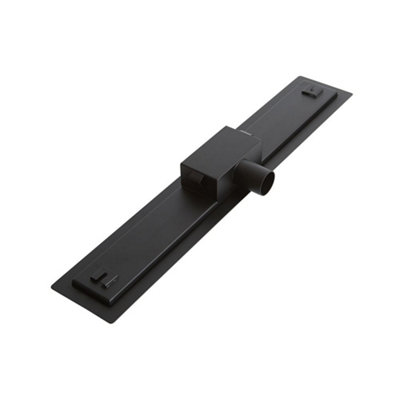 HomeStyleStore 600mm Black Tile Insert Linear Stainless Steel Shower Drain