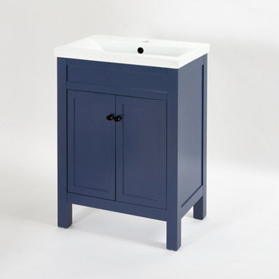 HomeStyleStore 615mm Navy Blue Bathroom Vanity Unit with Basin and ...