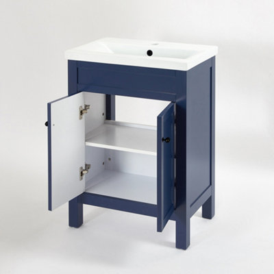 HomeStyleStore 615mm Navy Blue Bathroom Vanity Unit with Basin and ...