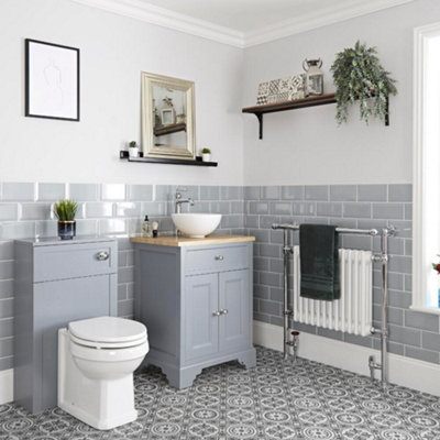 HomeStyleStore 645mm Light Grey Bathroom Vanity Unit with Countertop ...