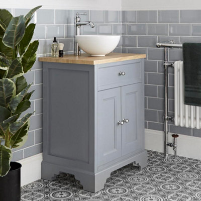 HomeStyleStore 645mm Light Grey Bathroom Vanity Unit with Countertop ...