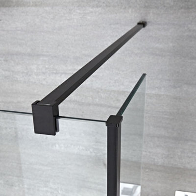 HOMESTYLESTORE 800MM BLACK FLOATING GLASS WALK IN WET ROOM SHOWER ...