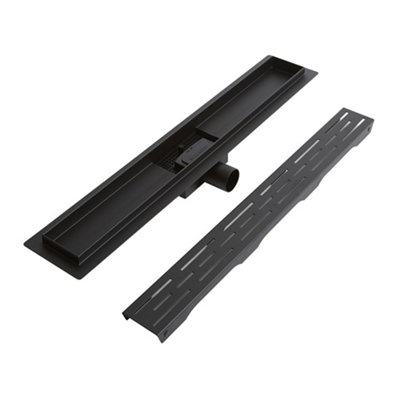 HomeStyleStore 800mm Black Linear Brushed Stainless Steel Shower Drain ...