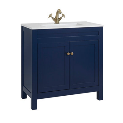 HomeStyleStore 810mm Navy Blue Floorstanding Bathroom Vanity Unit and ...
