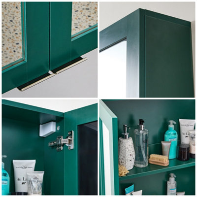 HomeStyleStore 900 x 650mm Dark Green Wall Mounted Mirrored Door ...