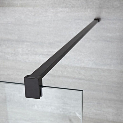 HomeStyleStore 900mm Black Floating Glass Walk In Wet Room Shower ...