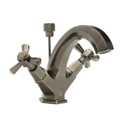 HomeStyleStore Aged Gold Art Deco Mono Bathroom Basin Mixer Tap ...