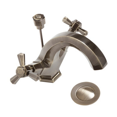 HomeStyleStore Aged Gold Art Deco Mono Bathroom Basin Mixer Tap ...