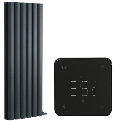 HomeStyleStore Anthracite 1784mm x 354mm Double Oval Panel Dry Heat ...