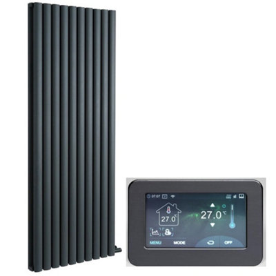 HomeStyleStore Anthracite 1784mm x 590mm Double Oval Panel Dry Heat ...