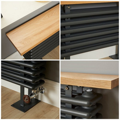 HomeStyleStore Anthracite Cast Iron Style Horizontal Column Radiator ...