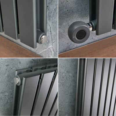 HomeStyleStore Anthracite Double Flat Panel WiFi Electric Horizontal ...