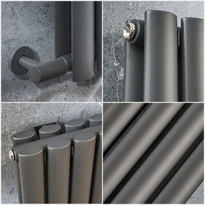 HomeStyleStore Anthracite Double Oval Panel Electric Horizontal ...