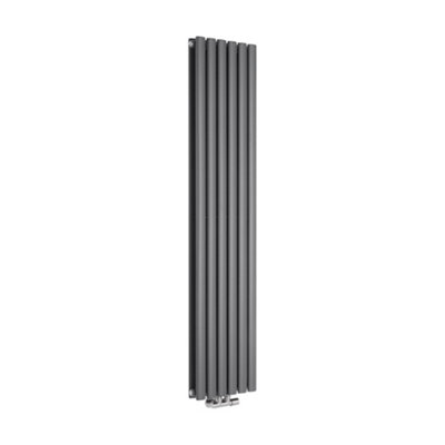 HomeStyleStore Anthracite Vertical Double Oval Panel Designer Radiator ...