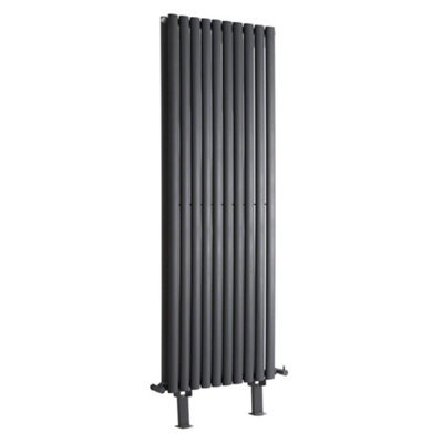 HomeStyleStore Anthracite Vertical Double Panel Designer Radiator with ...