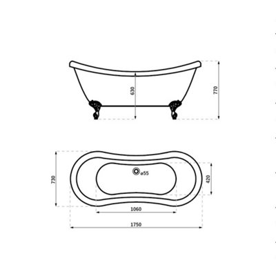 HomeStyleStore Antique White Bathroom Suite Double Ended Slipper Bath ...