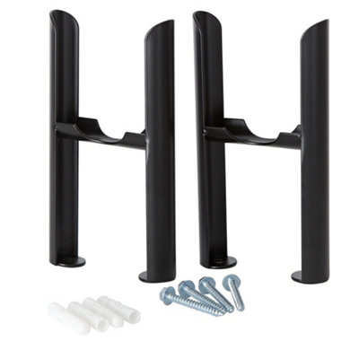 HomeStyleStore Black 3 Column Radiator Floor Mounting Feet Kit