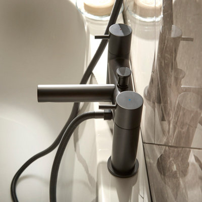 HomeStyleStore Black Bath Shower Mixer Tap Hand Shower Handset Kit
