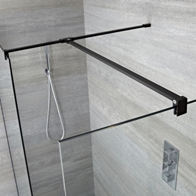 HomeStyleStore Black Corner Walk In Wet Room Shower Enclosure with Two ...