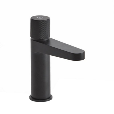 HomeStyleStore Black Deck Mounted Push Button Mono Basin Mixer Tap