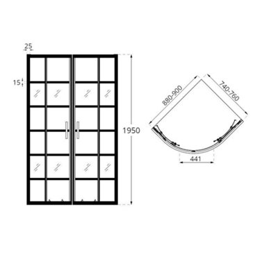 HomeStyleStore Black Grid Right Hand Offset Quadrant Shower Enclosure ...