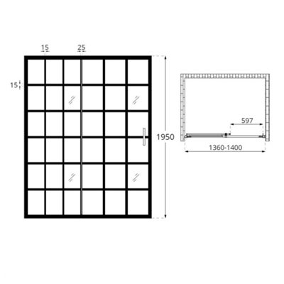 HomeStyleStore Black Grid Sliding Door Shower Enclosure and Light Grey ...
