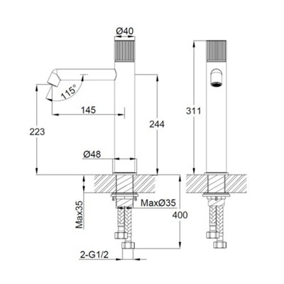 HomeStyleStore Black High Rise Mono Bathroom Basin Mixer Tap Round ...
