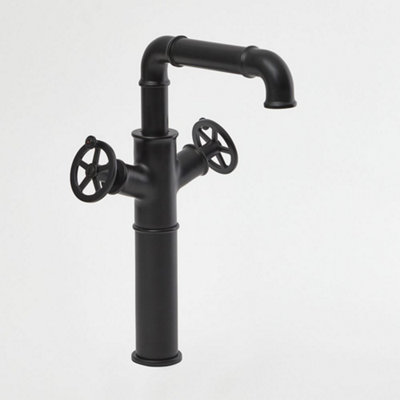 HomeStyleStore Black Industrial Style Steampunk High Rise Mono Basin ...