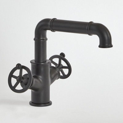 HomeStyleStore Black Industrial Style Steampunk Mono Basin Mixer Tap ...