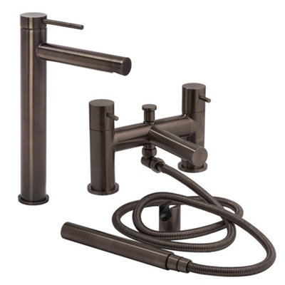 HomeStyleStore Black Nickel High Rise Mono Bathroom Basin Mixer Tap and ...