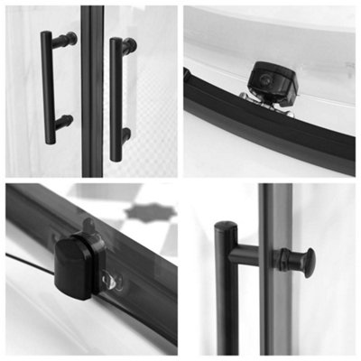 HomeStyleStore Black Right Hand Quadrant Shower Enclosure with White ...