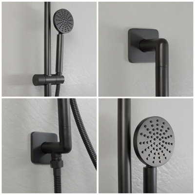 HomeStyleStore Black Thermostatic Diverter Mixer Valve 250mm Rainfall ...